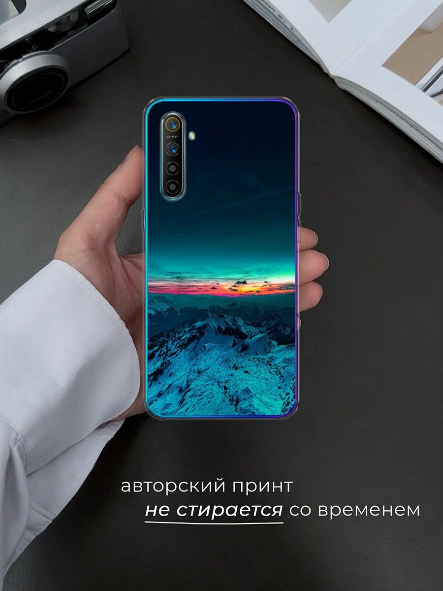 Силиконовый чехол на Realme XT / Реалми XT с принтом "Закат в горах" — фото 1