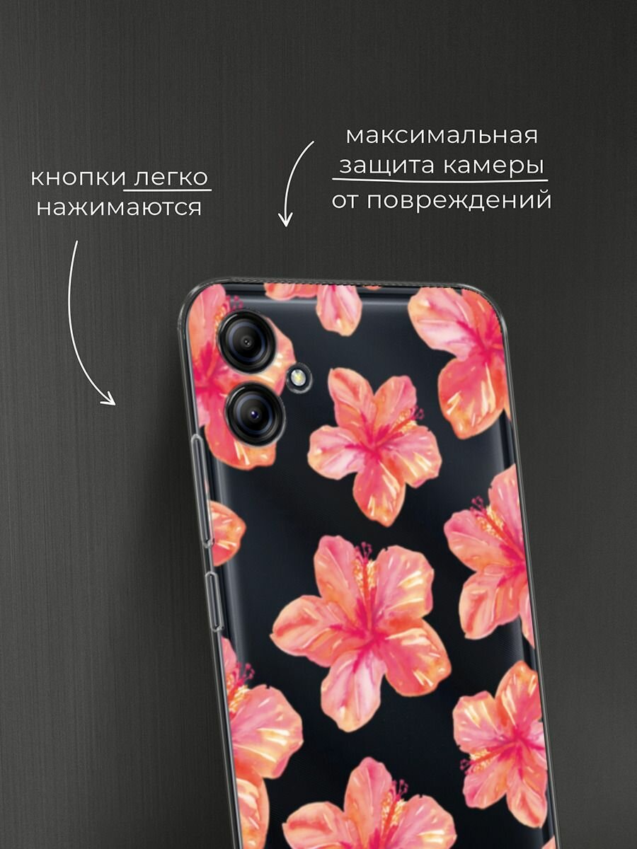 Чехол на Samsung Galaxy A04e / Самсунг A04e с принтом "Pink flowers" — фото 1