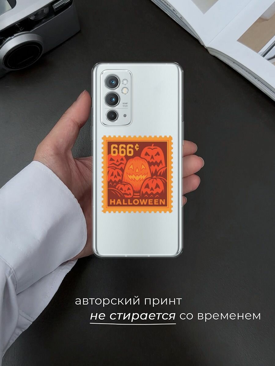 Чехол на OnePlus 9RT / ВанПлас 9RT с принтом "Тыквенная марка", прозрачный — фото 1