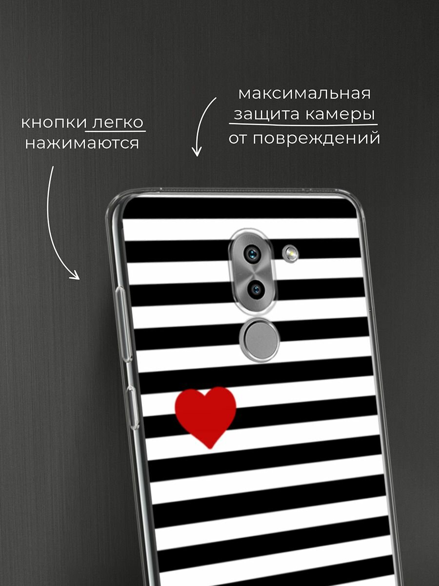Силиконовый чехол на Honor 6X / Хонор 6Х с принтом "Красное сердце" — фото 1