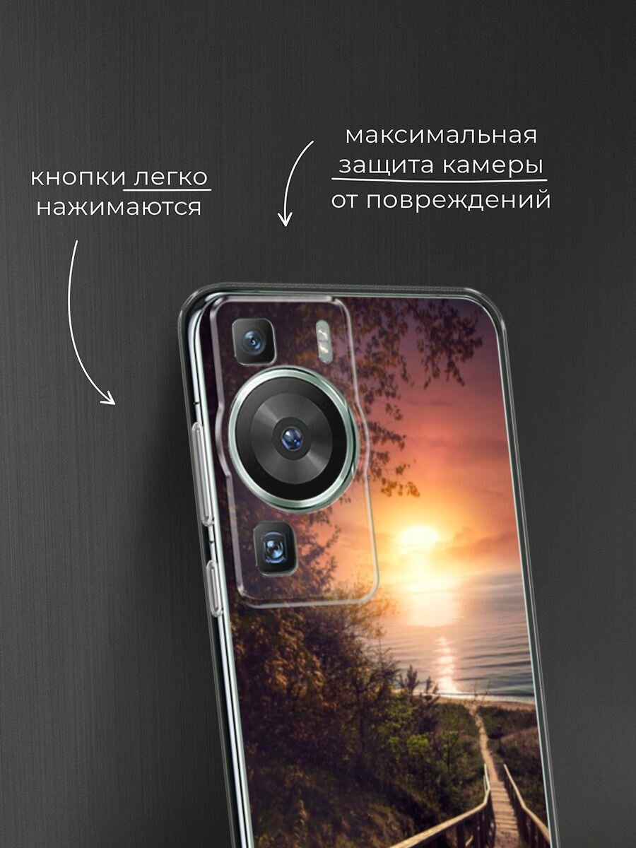 Чехол на Huawei P60/P60 Pro / Хуавей P60/P60 Про с принтом "Мост у воды" — фото 1