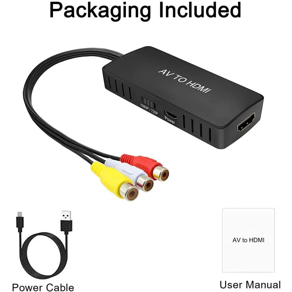 Кабель-переходник, совместимый с RCA в HDMI, адаптер 1080P, совместимый с AV-HDMI для PS1/2/3 STB Xbox VHS VCR, DVD-плеер с синим радиусом