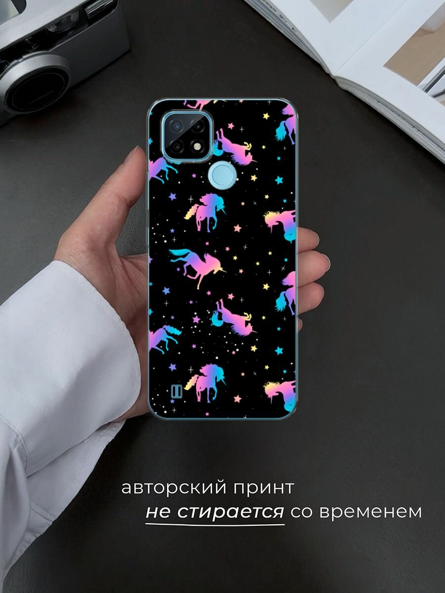 Чехол на Realme C21 / Реалми С21 с принтом "Единороги градиент" — фото 1