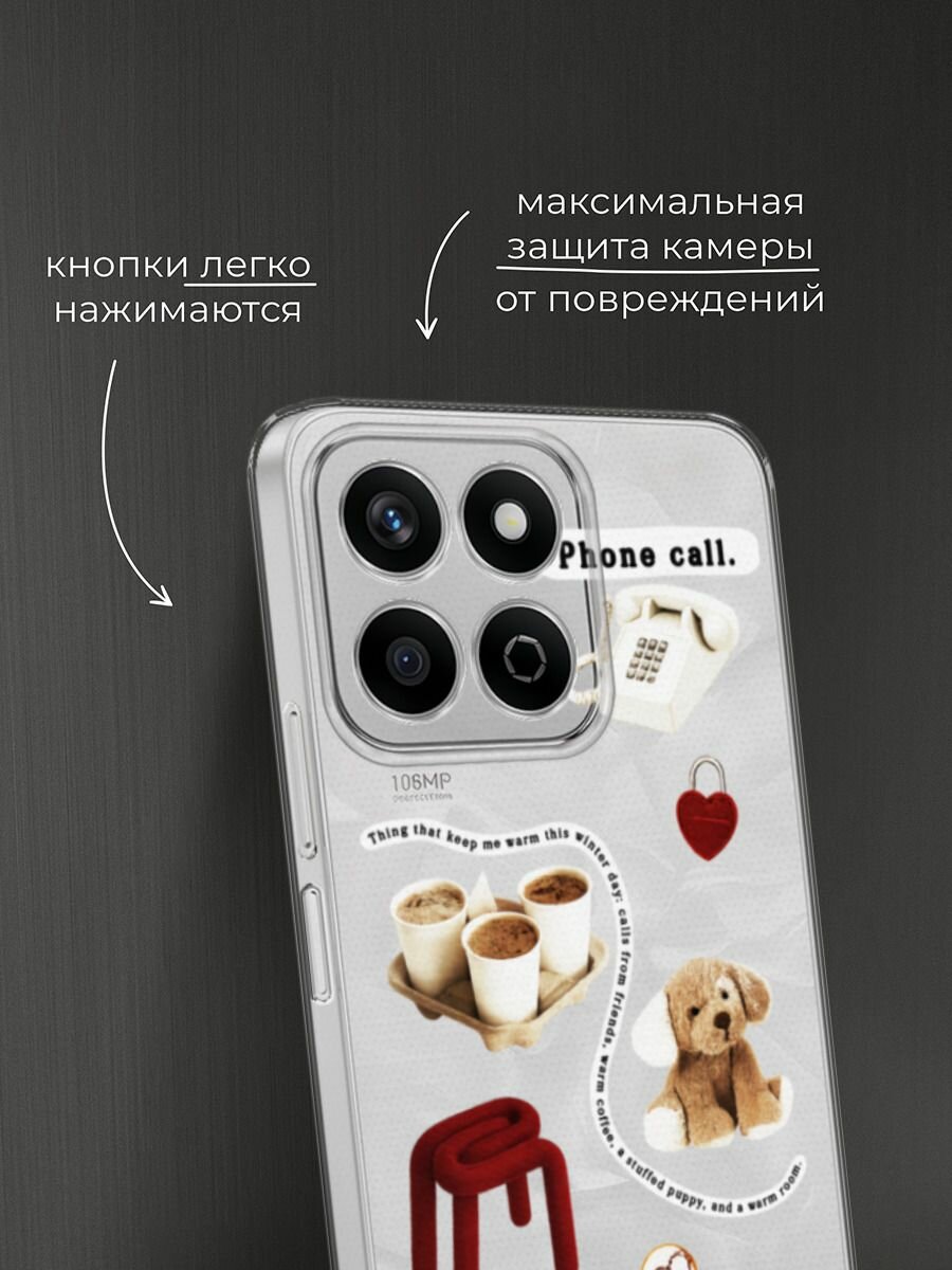 Чехол на Honor X7c / Хонор X7c с принтом "Phone call", прозрачный — фото 1