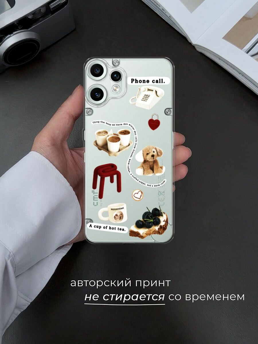 Чехол на CMF Phone 2 Pro / CMF Фон 2 Про с принтом "Phone call", прозрачный — фото 1