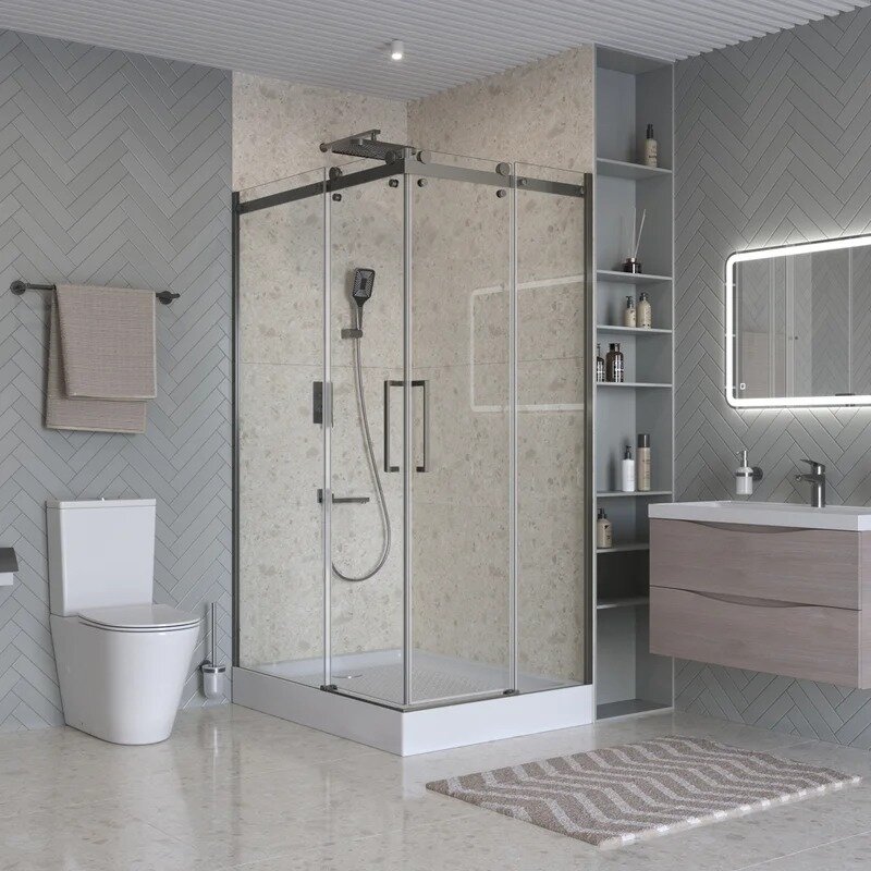 Душевой уголок BelBagno Marino 2 AH-2-120/90-C-GM 120x90, профиль оружейная сталь, стекло прозрачное MARINO-2-AH-2-120/90-C-GM