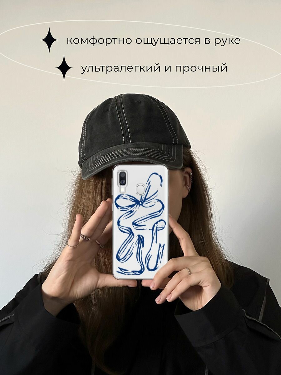 Чехол на Samsung Galaxy A40 / Самсунг Галакси А40 с принтом "Синие очертания банта 2" — фото 1