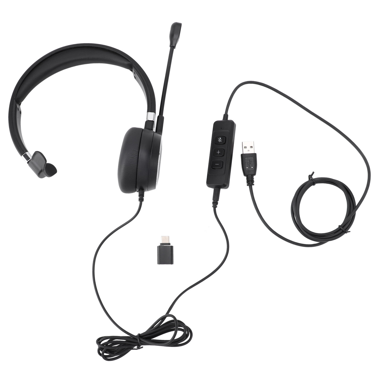 Телефонная гарнитура с USB-разъемом, монофоническая, поддержка 3,5-мм разъема, наушники с микрофоном для VoIP-телефонии и ПК.