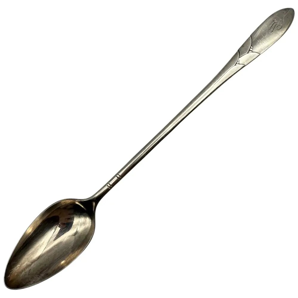 Ложка для коктейля, мазаграна "Монограмма", 19 см, посеребрение, 1950-1960 гг, США
