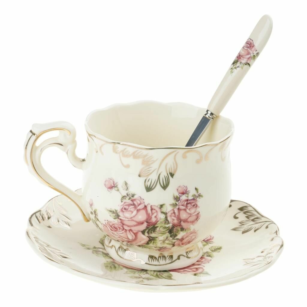 Фарфоровый набор для чая с розами, B