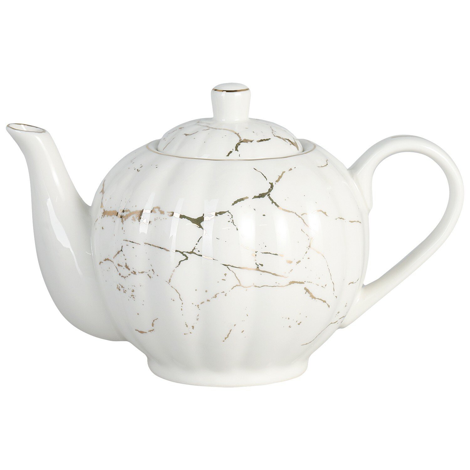 Lavenir чайник заварочный Золотой мрамор из фарфора 950 мл с узким носиком для чая