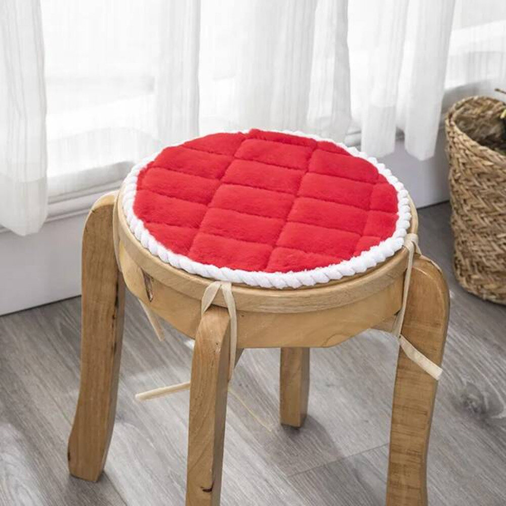 Зимняя красная плюшевая подушка для табурета, теплые бархатные подушки для стульев, круглая желтая подушка для сиденья, зеленая декоративная подушка для стула, белая