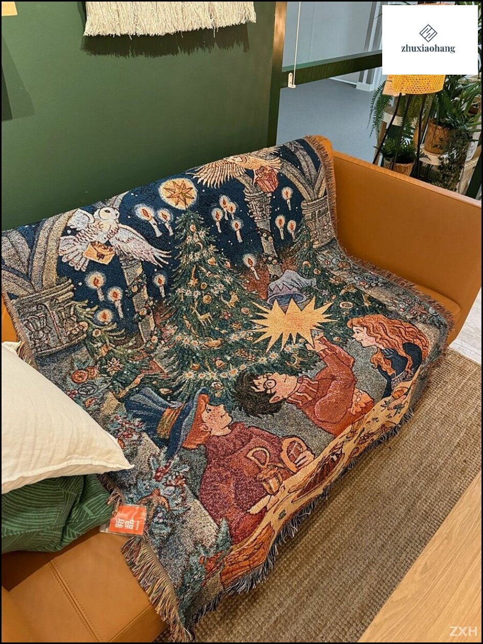 Плед "Гарри Поттер", 160x220см, растительный дизайн, с кружевом