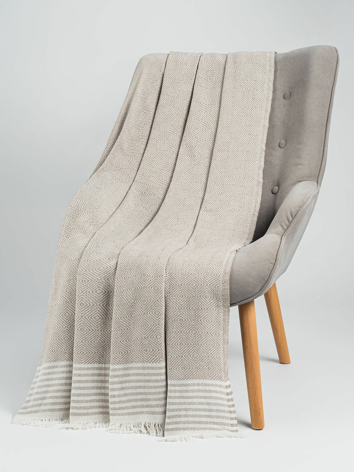 Плед OLIVIA цвет бежевый 170*210 , хлопок, Турция