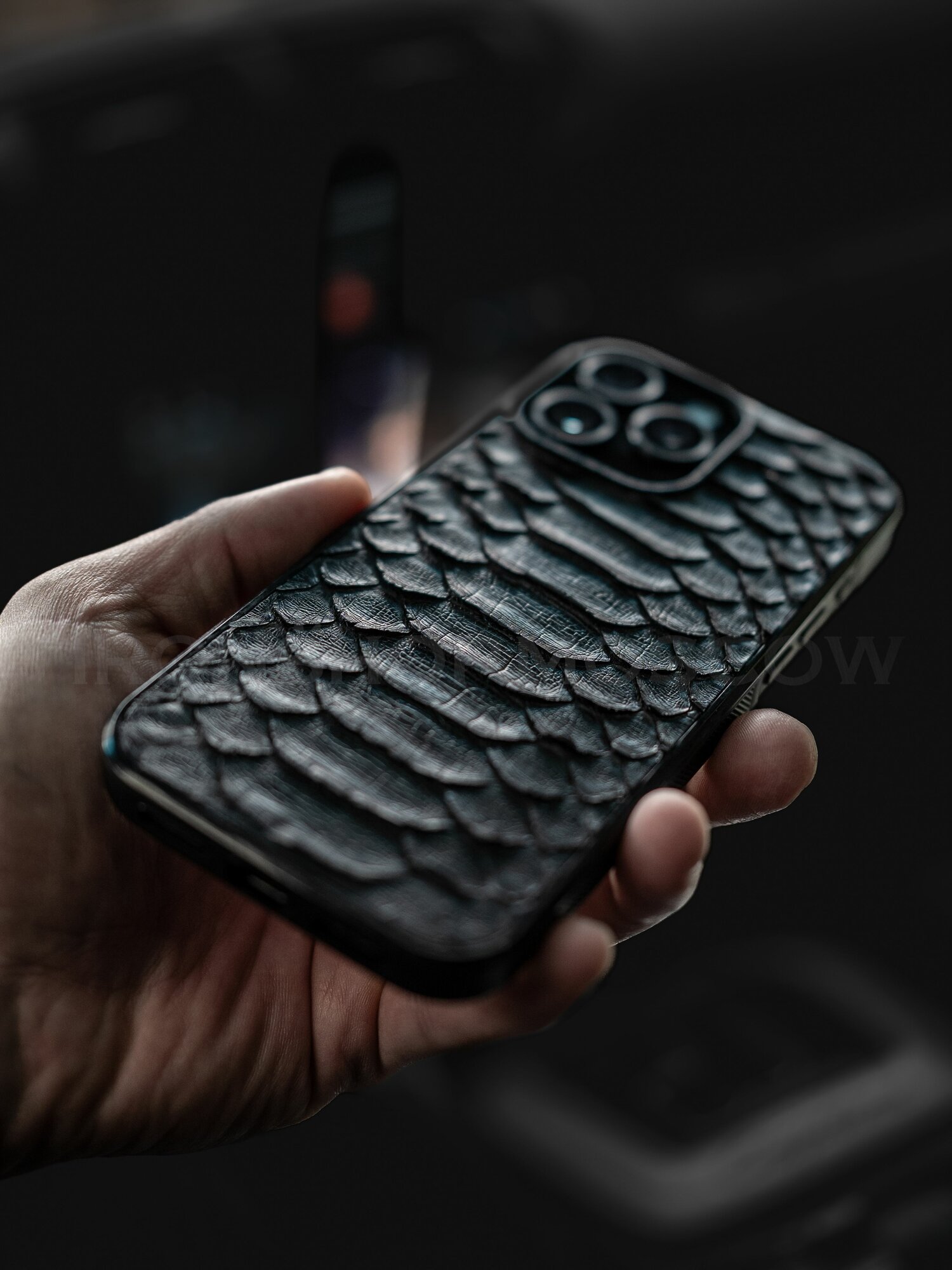 Чехол из питона натурального футляр панель для IPhone 15 Pro Max
