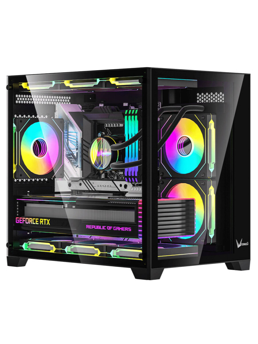 Корпус FORMULA (AEROCOOL) MiniTower CRYSTAL Z5 black (mATX, без БП, USB2.0+USB3.0+USB3.2, 1x120mm ARGB) (Crystal Z5 Black (F))