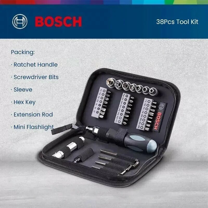Набор отверток Bosch с храповым механизмом и встроенным шестигранным ключом 38шт