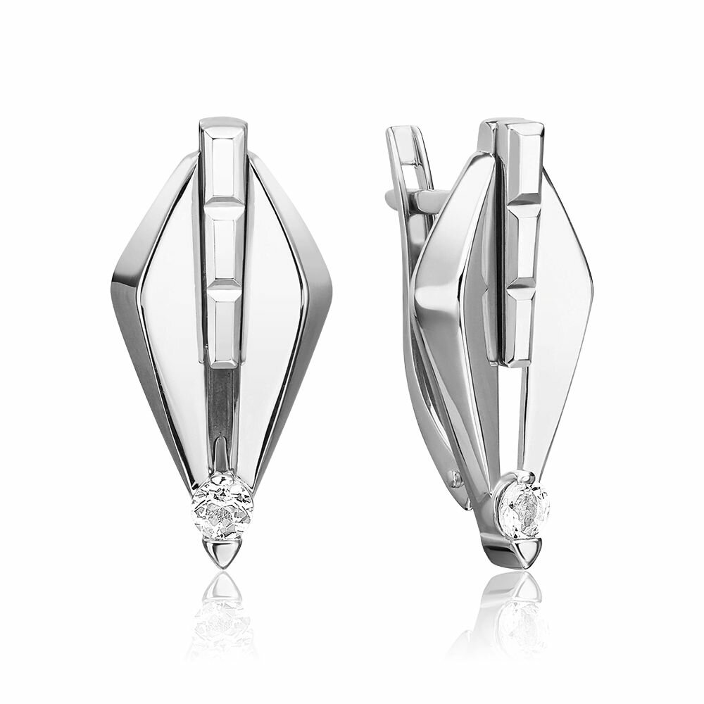 Серьги, белое золото, 585 проба, родирование, топаз