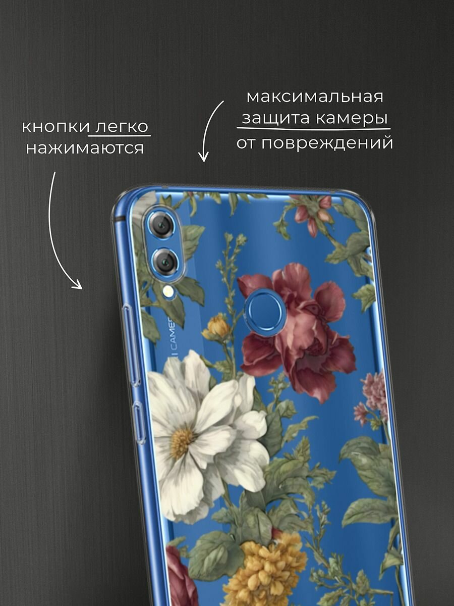 Силиконовый чехол на Honor 8X / Хонор 8Х с принтом Акварельные цветы 2 — фото 1