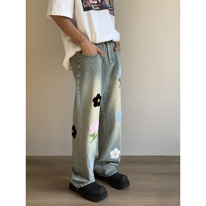 Тренд RONG CH Мужские Джинсы Европейские Премиум Синие Потертые Американские Деним, Размер_XXL