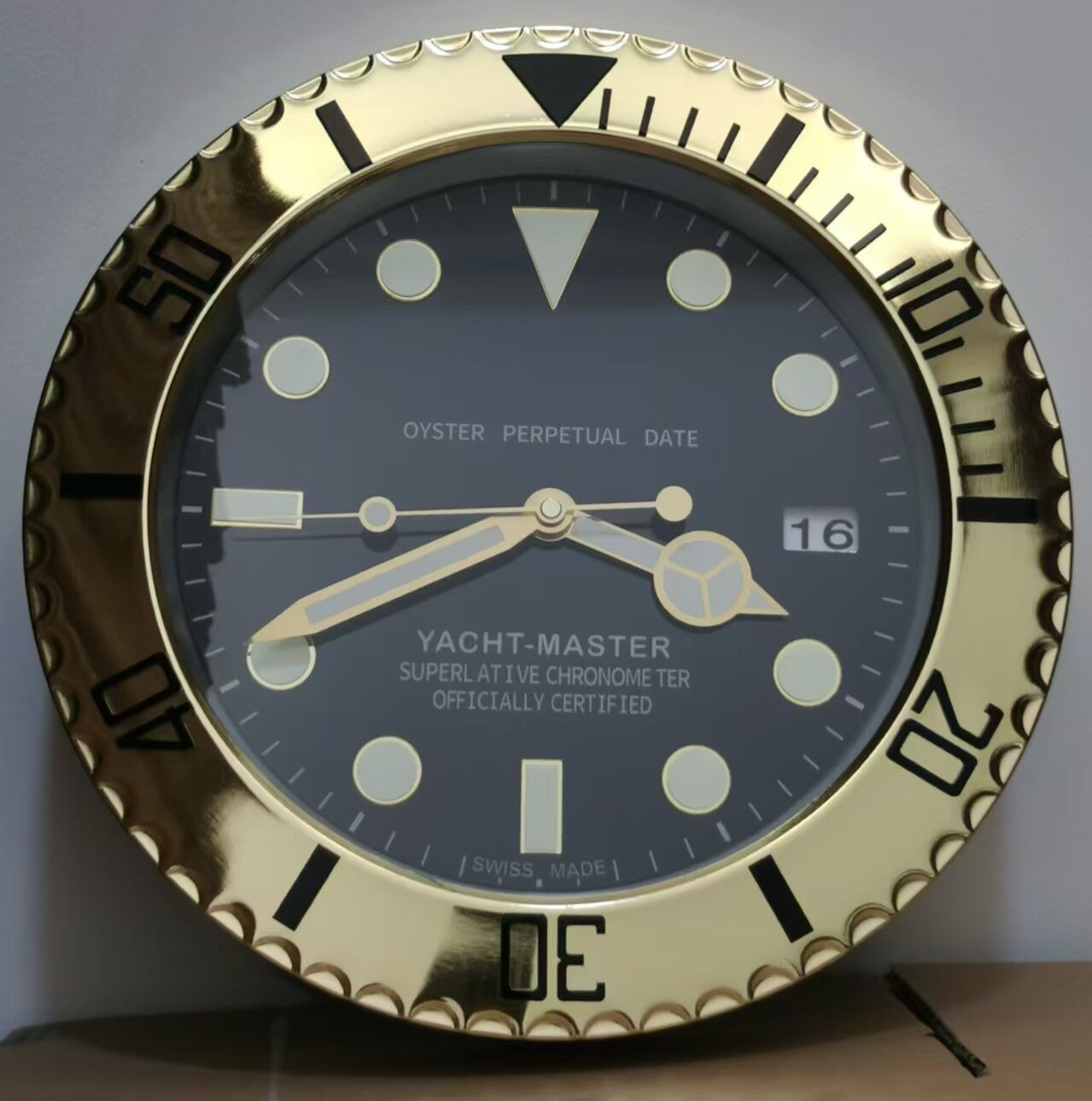 Настенные часы Rolex Shenzhen Swiss 14inch в металлическом корпусе со светящейся бесшумной залом, подходящие для