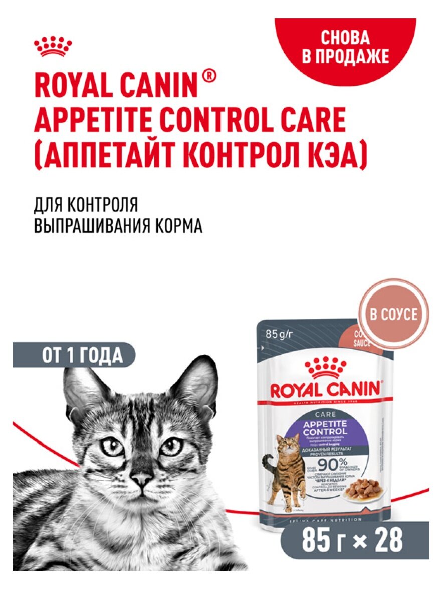 Корм влажный Royal Canin Appetite Control Care для кошек контроль выпрашивания корма мелкие кусочки в соусе 28 шт * 85 г