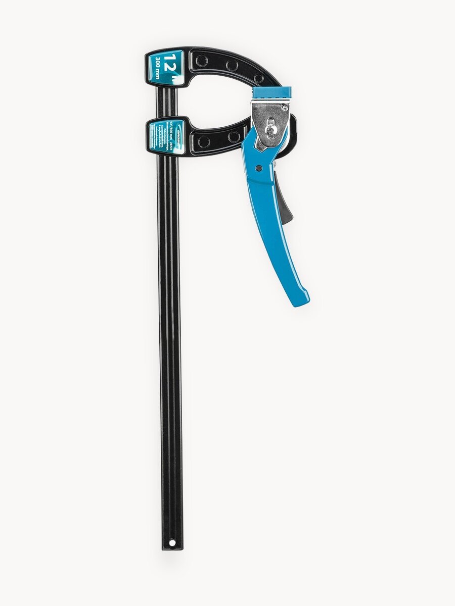 Струбцина быстрозажимная реечная Gross, 12"/300 мм, металлический корпус и рычажный храповый механизм, 20721