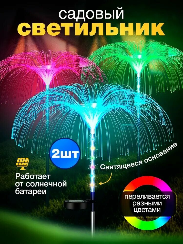 Светильник уличный, 2 лампы, солнечная батарея, пластик, 75х30 см