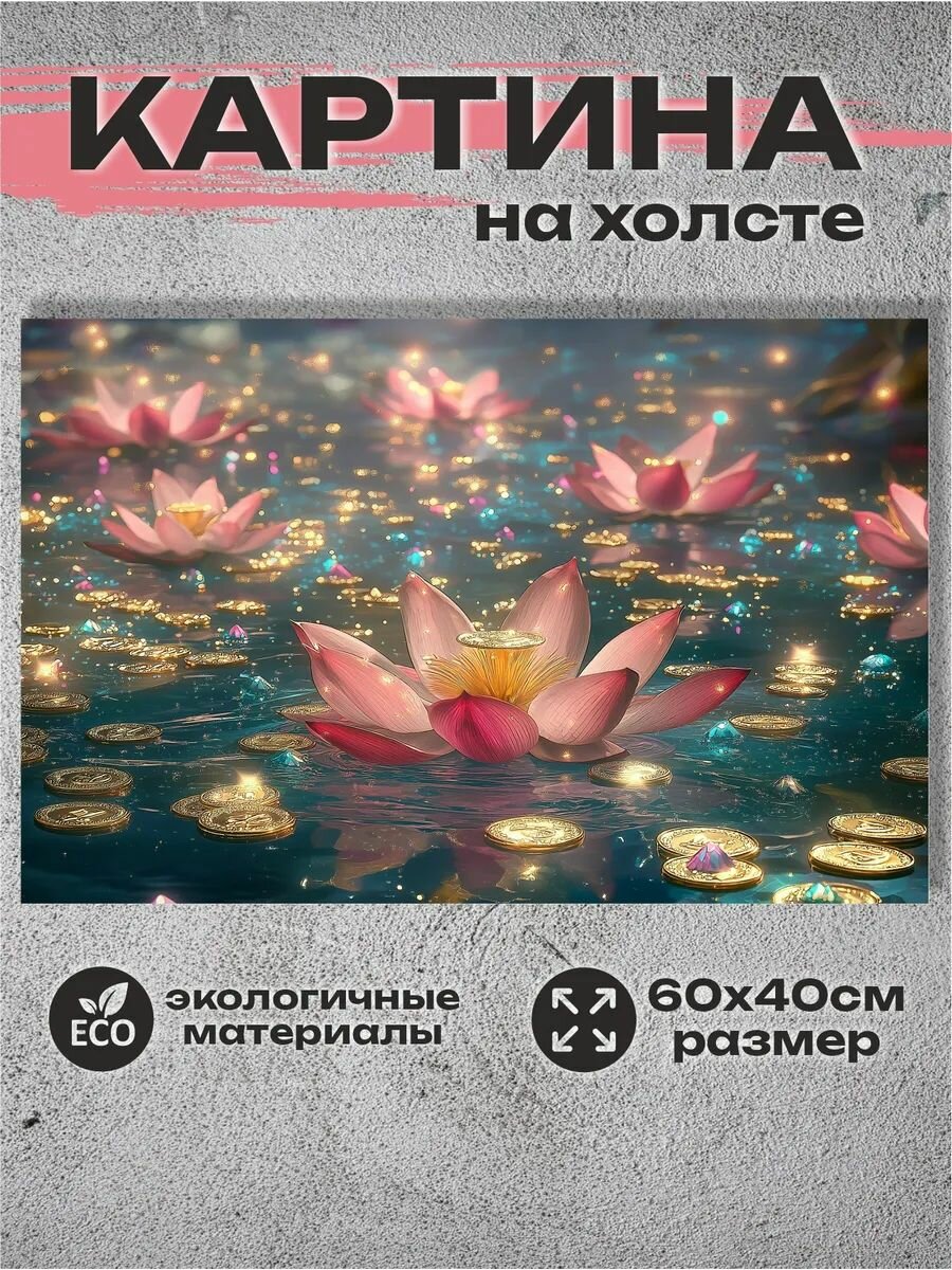 Картина на стену на холсте "Лилии" 60х40 см