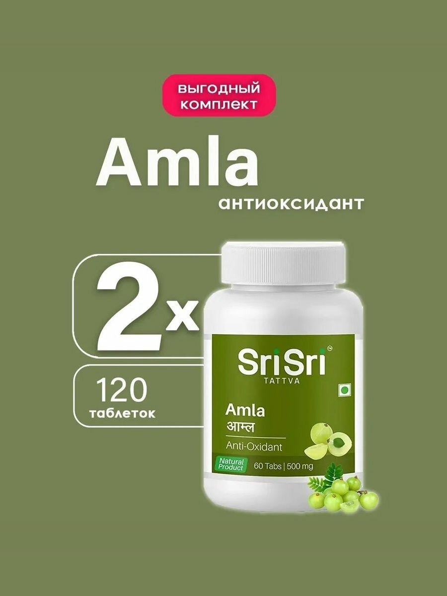 Амла Шри Шри Таттва (Amla Sri Sri Tattva) Амалаки для иммунитета, антиоксидант 2 шт по 60 таб.