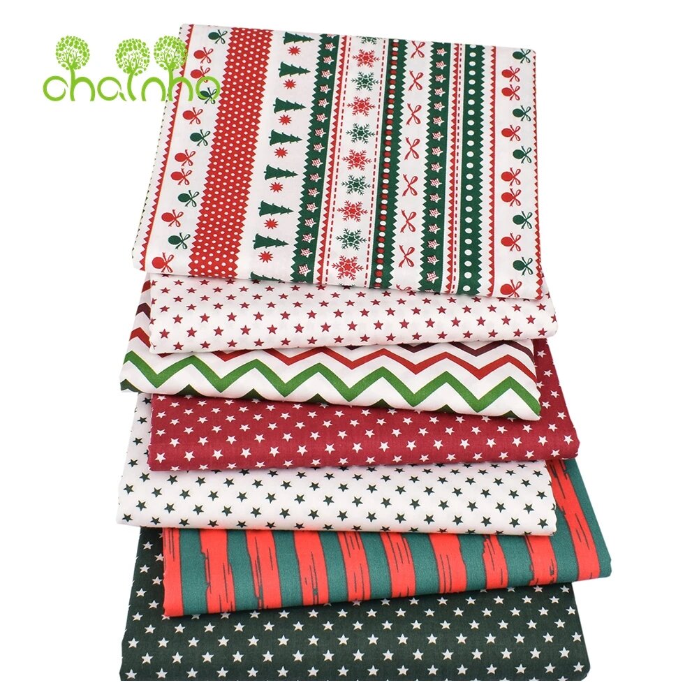 Рождественская хлопковая ткань для квилтинга chainho 7 pcs 20x25cm