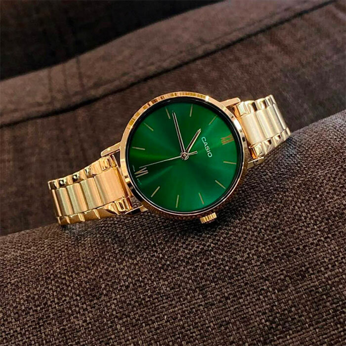 Наручные часы CASIO Collection, зеленый, золотой — фото 1