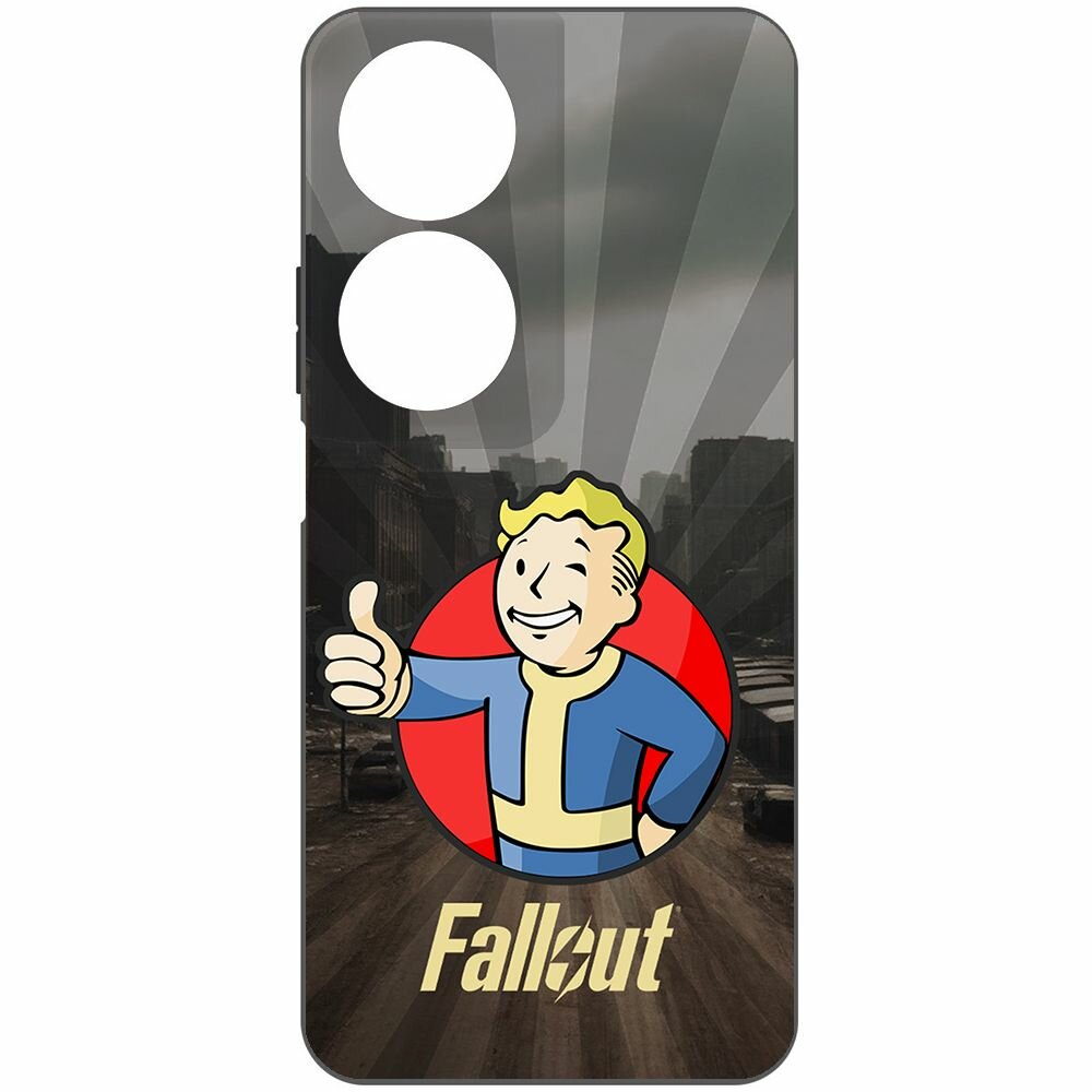 Чехол-накладка Krutoff Soft Case Фоллаут (Fallout) - Волт-бой для Honor X7b черный