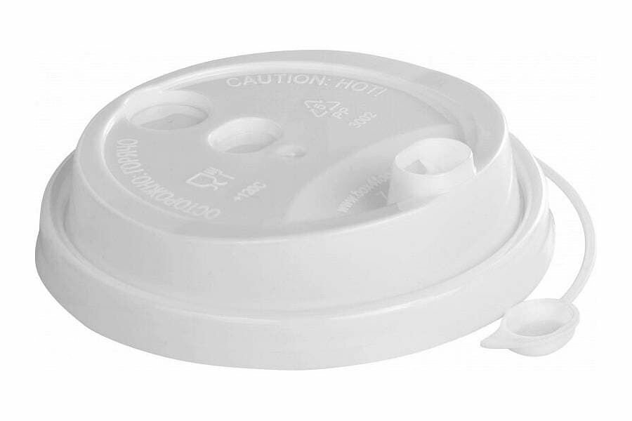 Крышка с колпачком на поводке FLIP-TOP белая матовая d-90, 50 шт