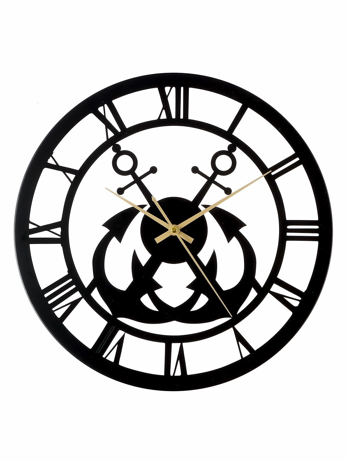 Часы настенные интерьерные "Якорь", бесшумные, плавный ход, d=40 см, металл, чёрные