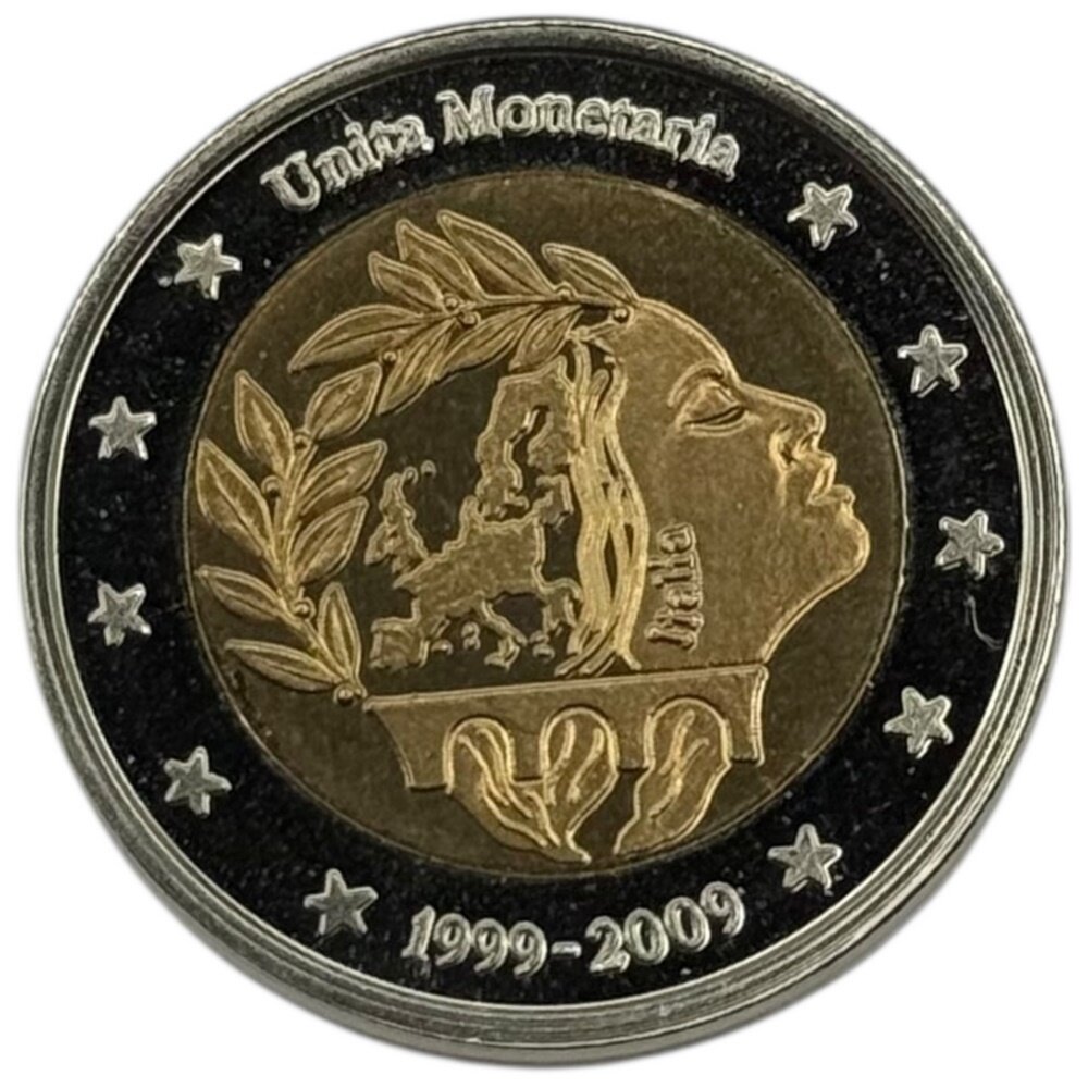 Италия 2 евро 2009 г. (10 лет введению евро) Specimen (Проба)