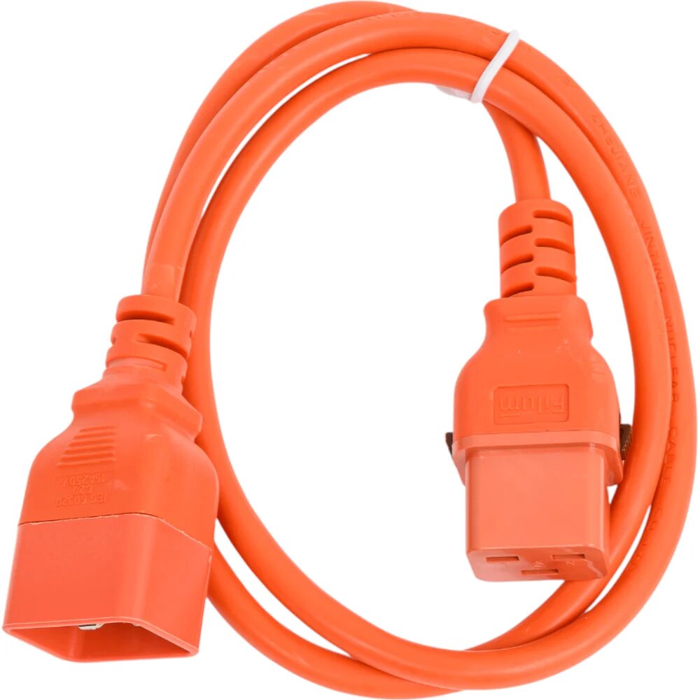 Кабель питания Filum 3x1.5 С19 - C20 с фиксацией, 220/250В, 16А, оранжевый, 1м FL-PC-C19F/C20F-C-1.0-OR