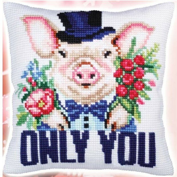 Вышивка Полная, "Подушка Хрюшка Only You" Collection D-Art (Греция) арт. 5-377