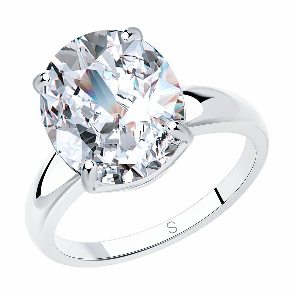 Кольцо помолвочное, серебро, 925 проба, фианит