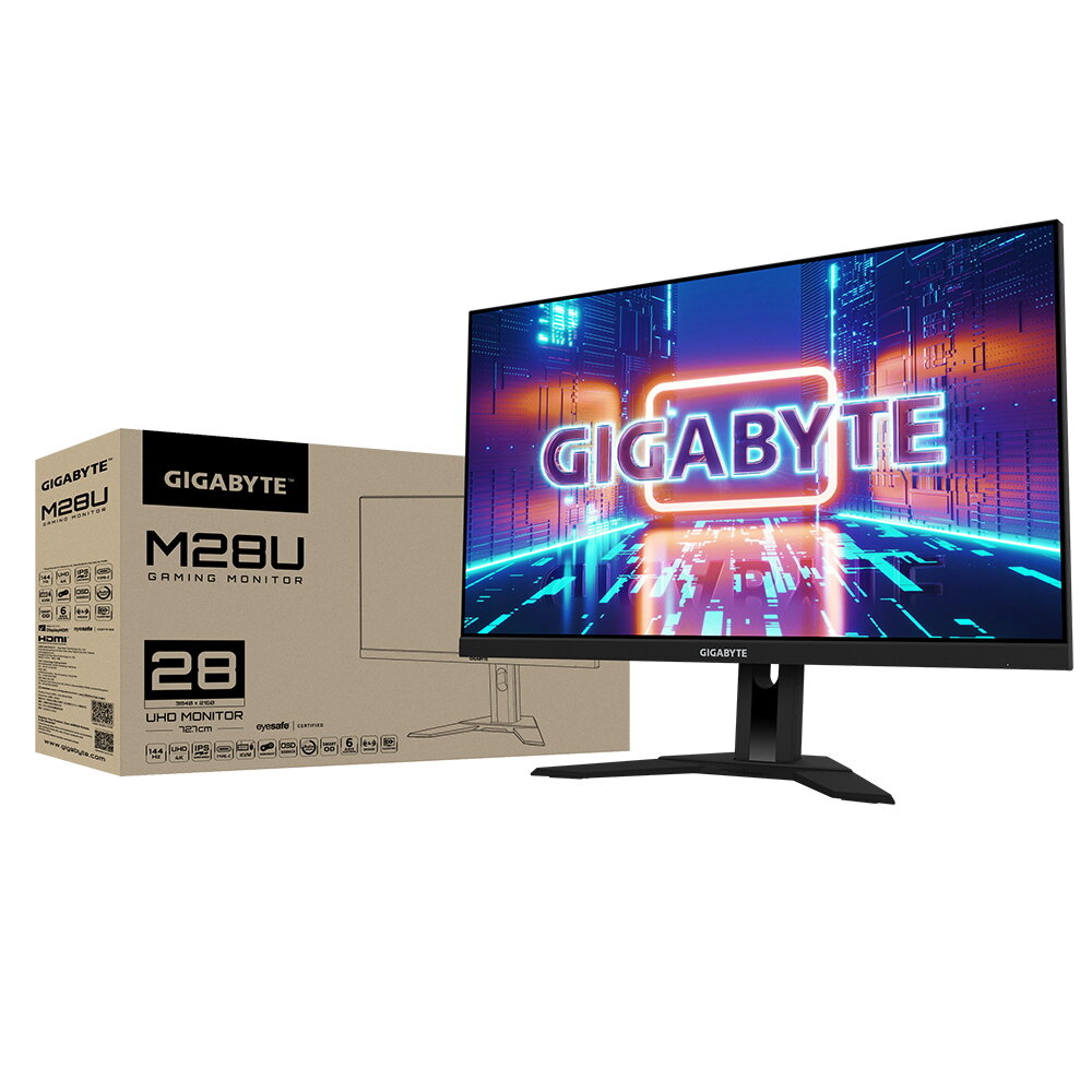 Монитор 28" Gigabyte M28U Gaming monitor Black (IPS, 3840x2160, HDMI+HDMI+DP, 2,26 ms, 178°/178°, 300 cd/m, 1000:1, 2xUSB3.0, USB Type-C, 144Hz, MM) (20VM0-M28UBA-1EKR) (810887) уц-3-3
