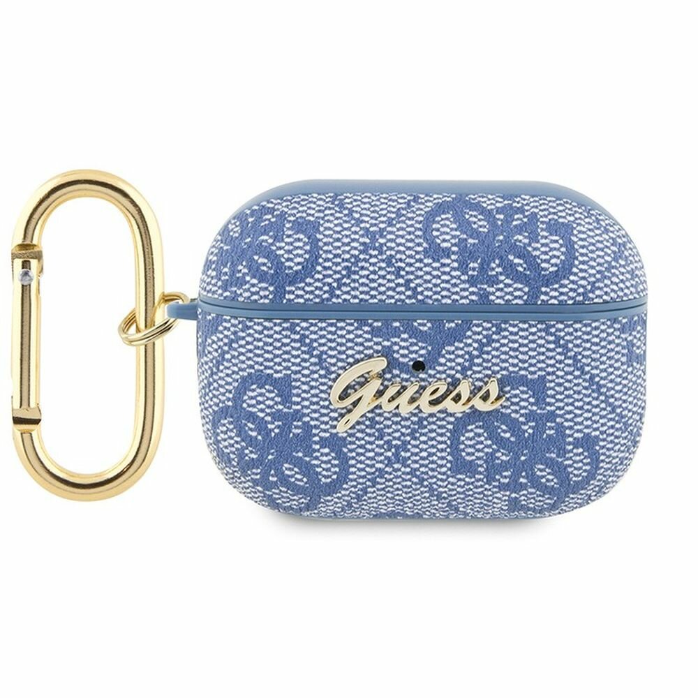Чехол CG Mobile Guess для Airpods Pro 2 PU leather 4G with metal logo and carabin Blue - Голубой