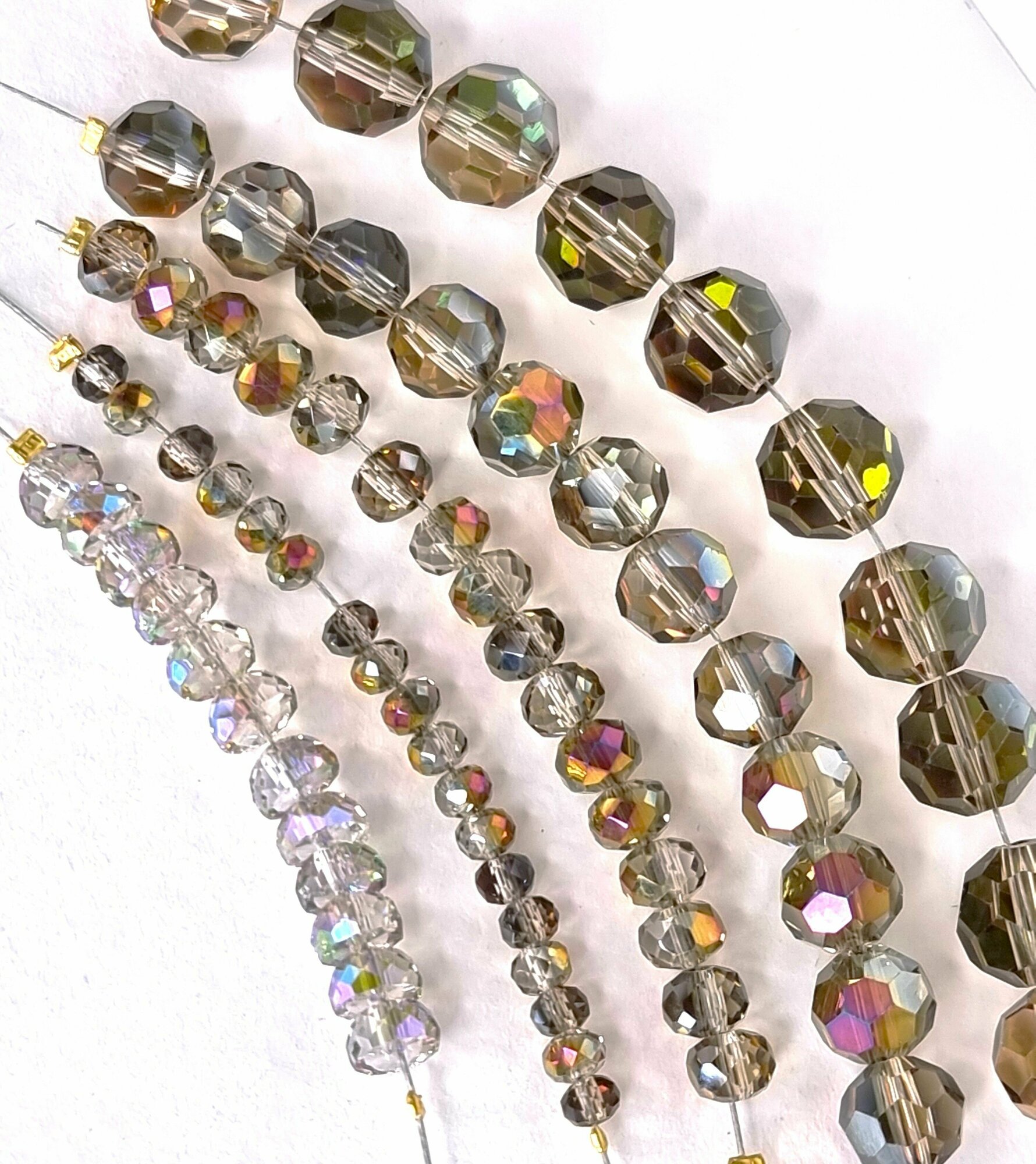 Хрустальные бусины Премиум. 5-10мм. 68шт. Розовато-Серые АВ.