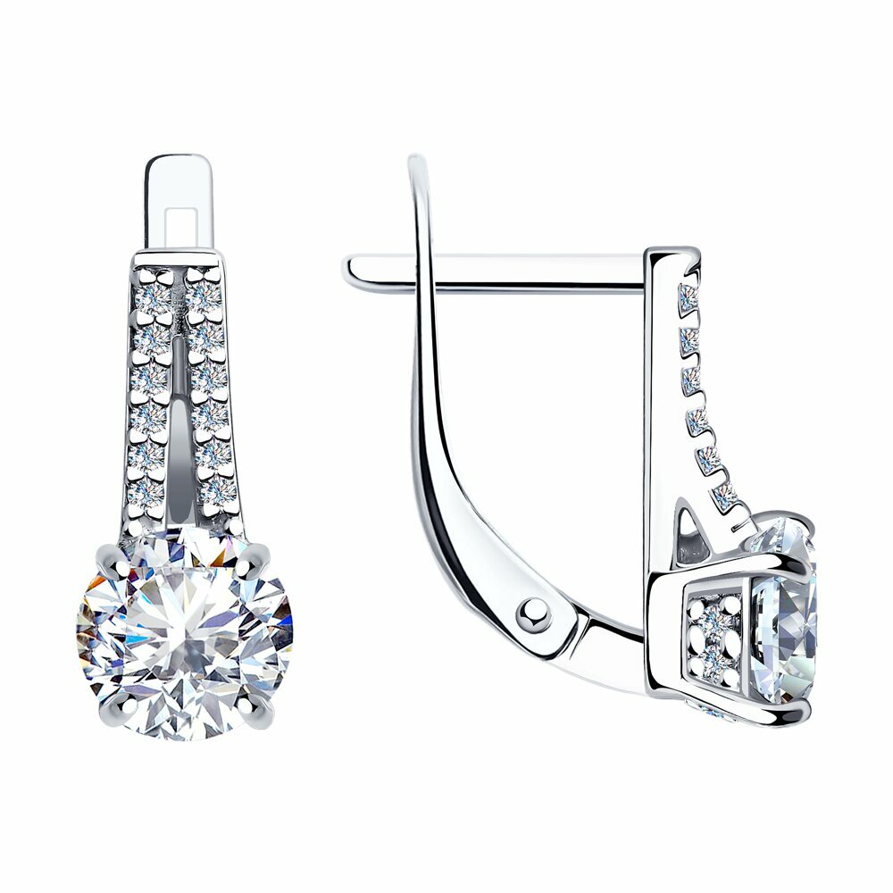 Серьги, серебро, 925 проба, фианит