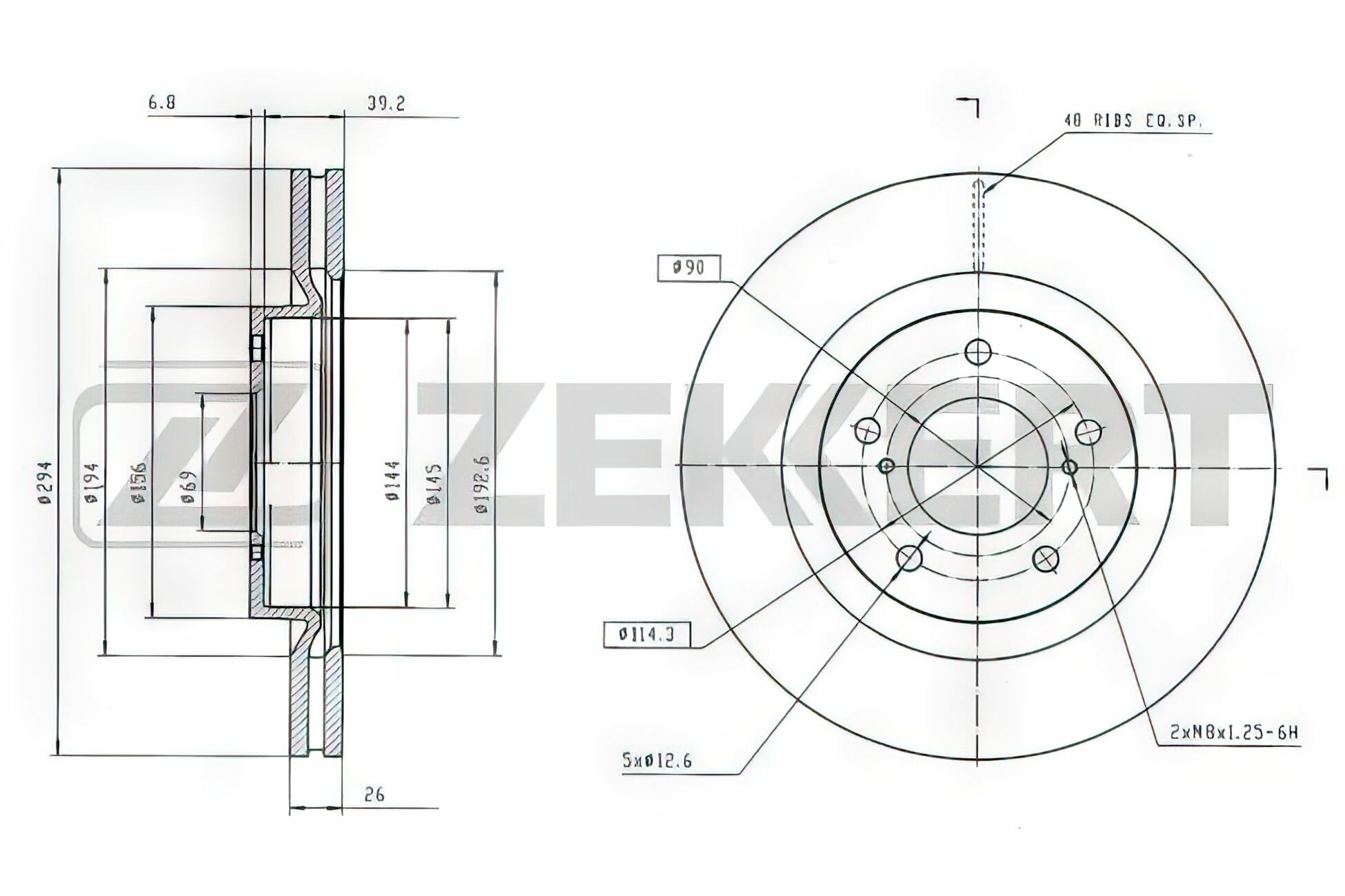 Диск тормозной передний для Митсубиси Грандис BS-6584 ZEKKERT — фото 1