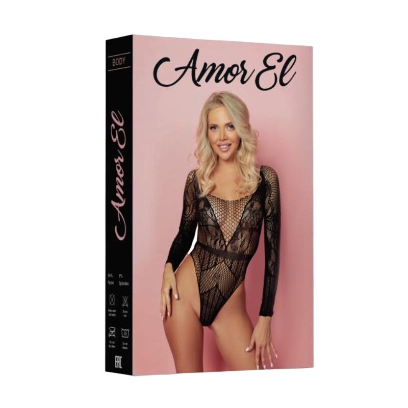 Боди Amor El "Amor EL", кружевное, женское, черное, размер 42-48
