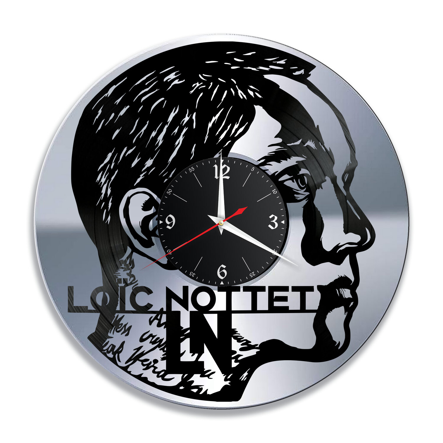 Часы настенные "Лоик Нотте (Loïc Nottet), серебро" из винила, №1