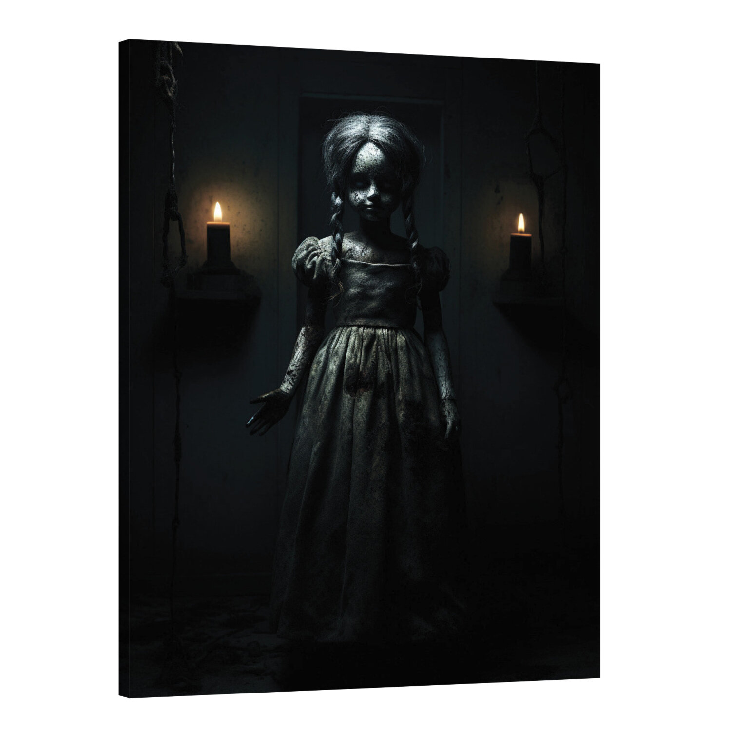 Интерьерная картина 50х70 "Кукла с демоническими чертами"