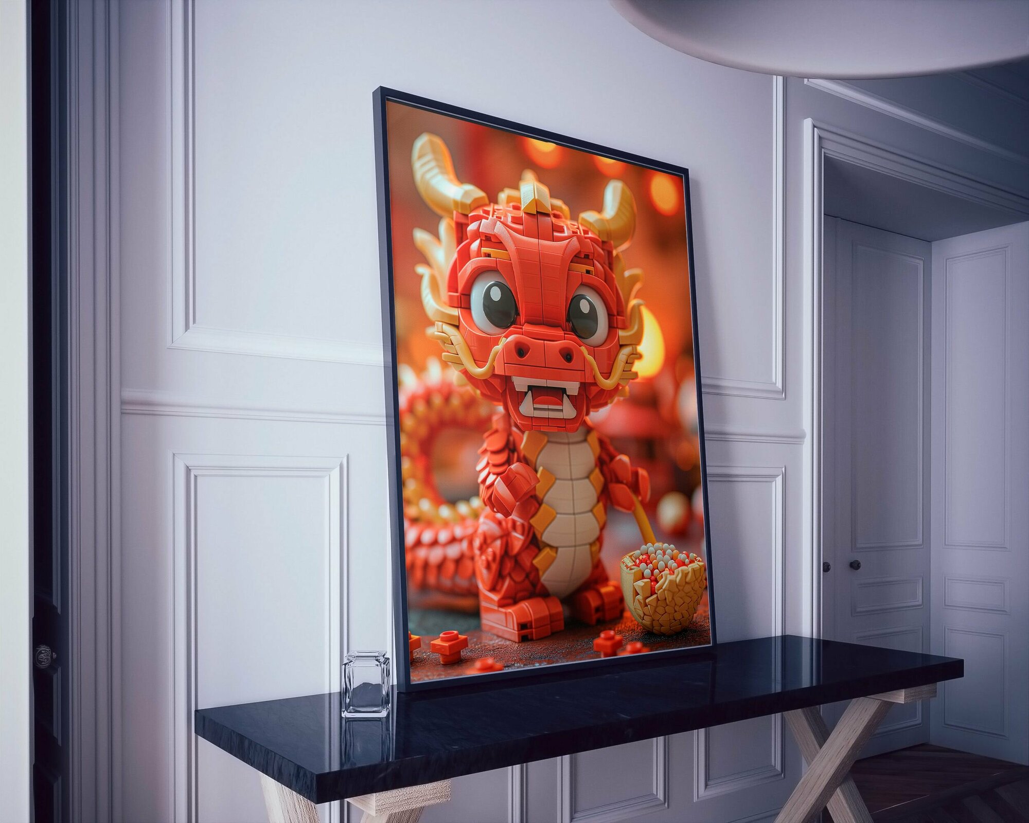 Картина на холсте, картина для интерьера, 40х50, Красный дракон