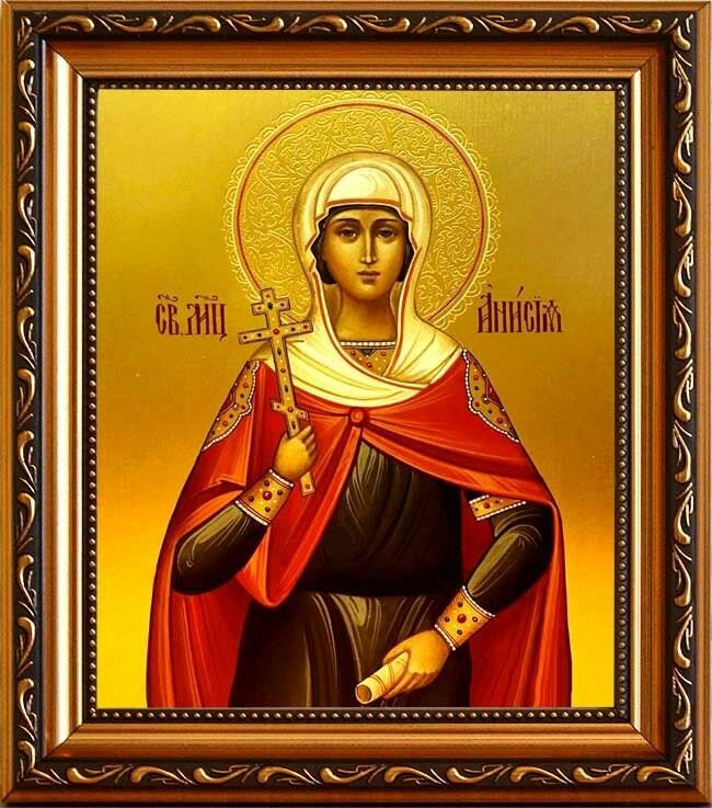 Анисия Солунская мученица. Икона на холсте. (15 х 18 см / В раме)