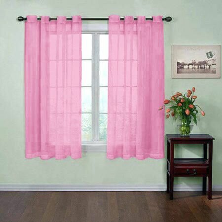 Короткий тюль на люверсах цвет розовый Цена за -2 шт. КОР-ЛЮВ-1 шир. ( 135 см выс. 160см)